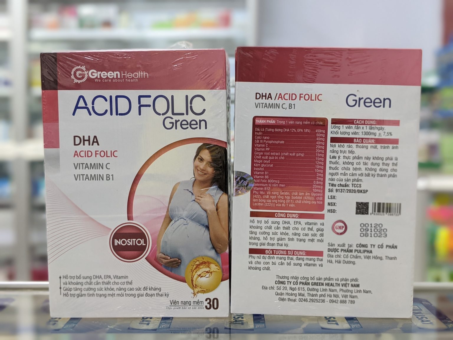 Viên uống bổ sắt Acid Folic Green [Hộp 30 viên]